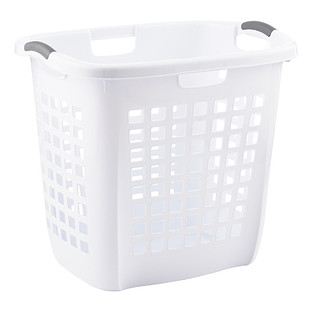 White Stackable Laundry Basket with Grey Handles | The Container Store