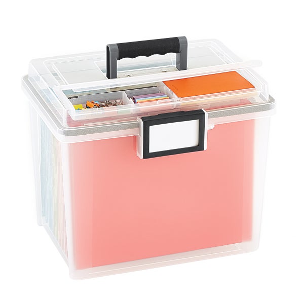 Iris Weathertight Portable File Box with Handle | The Container Store