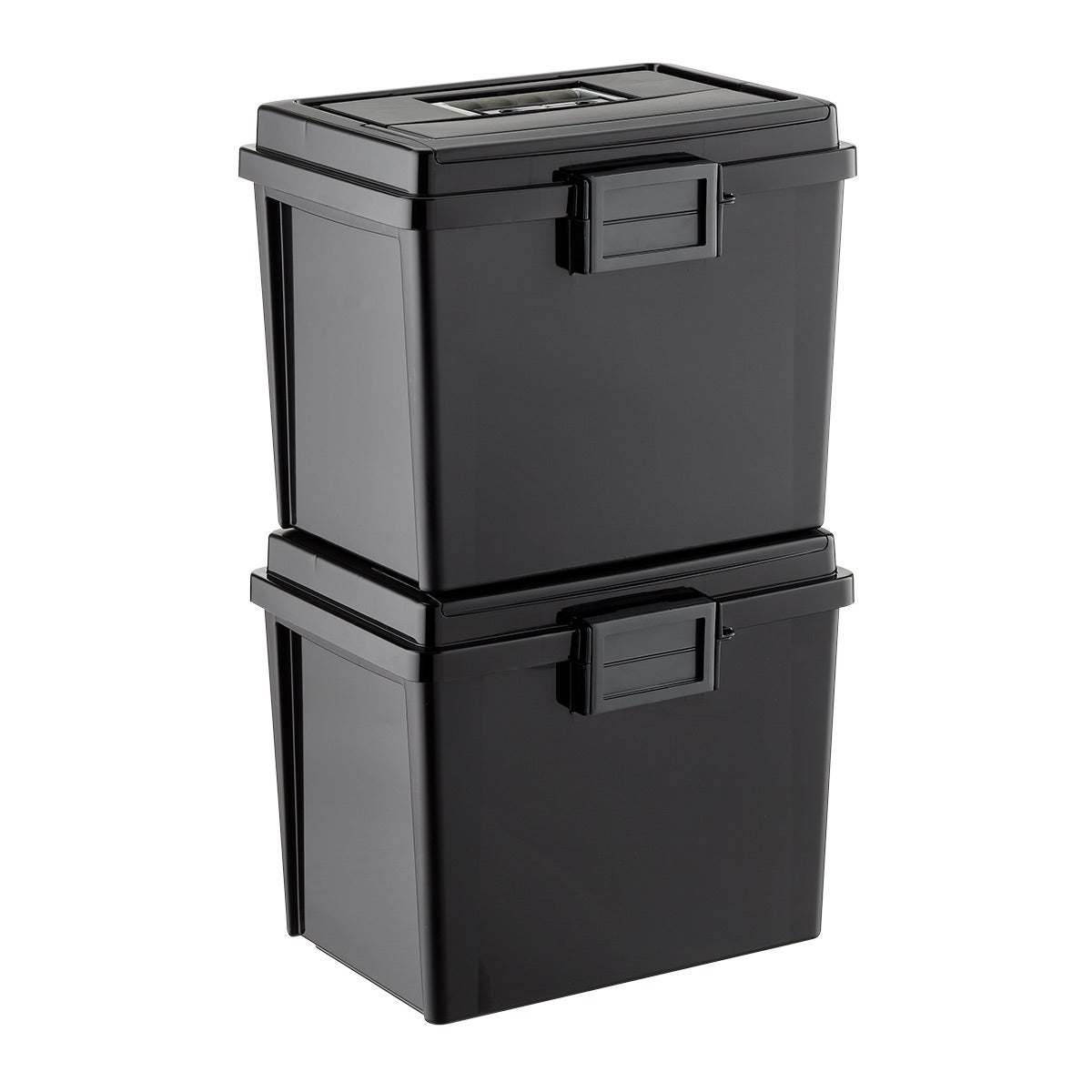 Iris Black Weathertight Portable File Box With Handle The Container Store