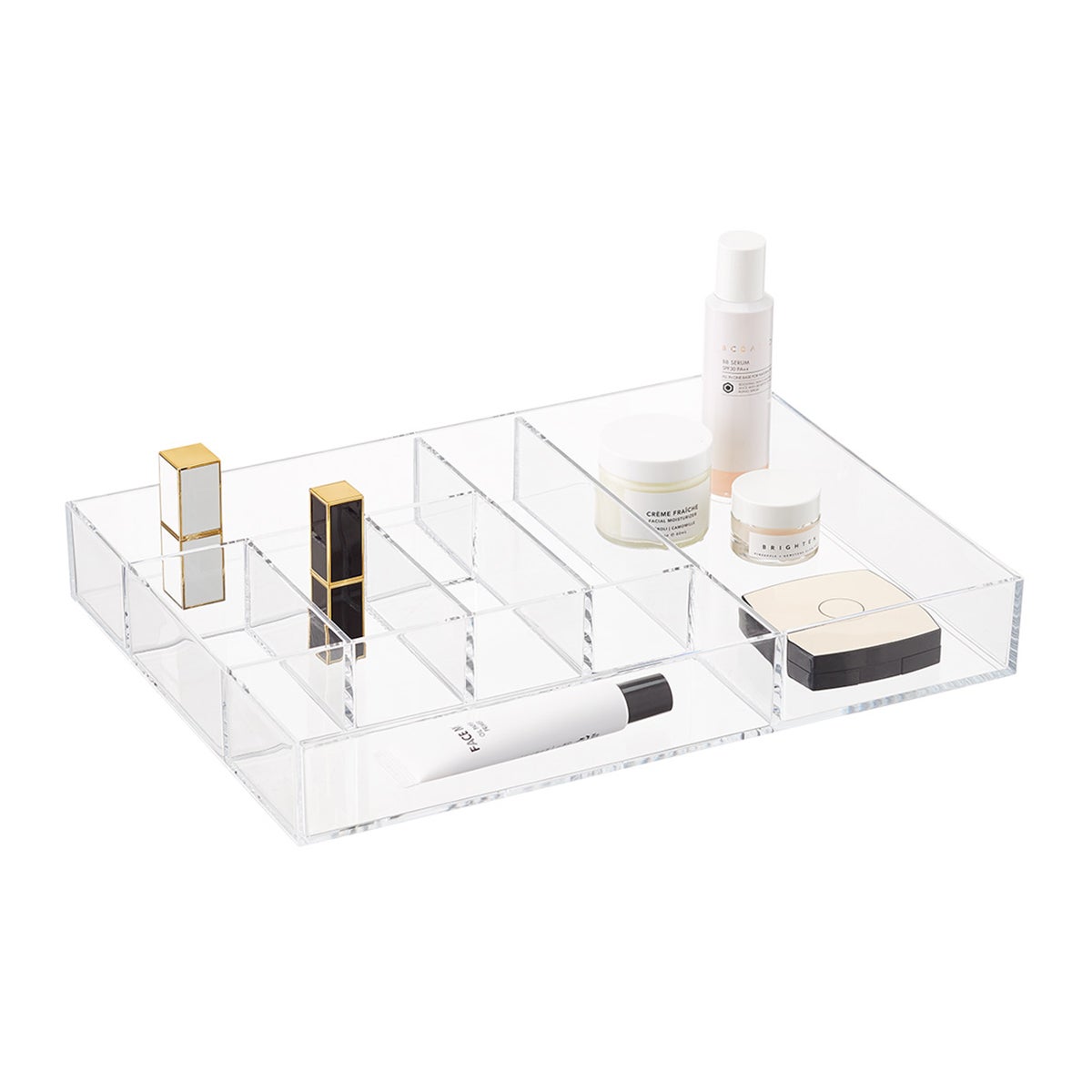 Clear 7 Section Makeup Tray The Container Store