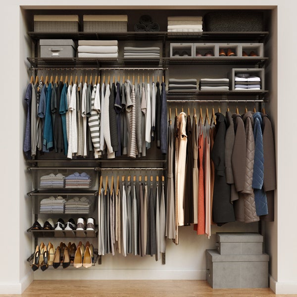 Elfa Classic 7' Graphite Reach-In Closet | The Container Store