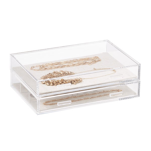 Modular Acrylic Linen Jewelry Drawer System | The Container Store