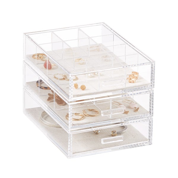 Modular Acrylic Linen Jewelry Drawer System | The Container Store