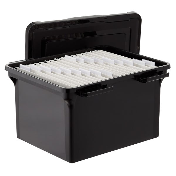 Iris Black Weathertight File Box | The Container Store