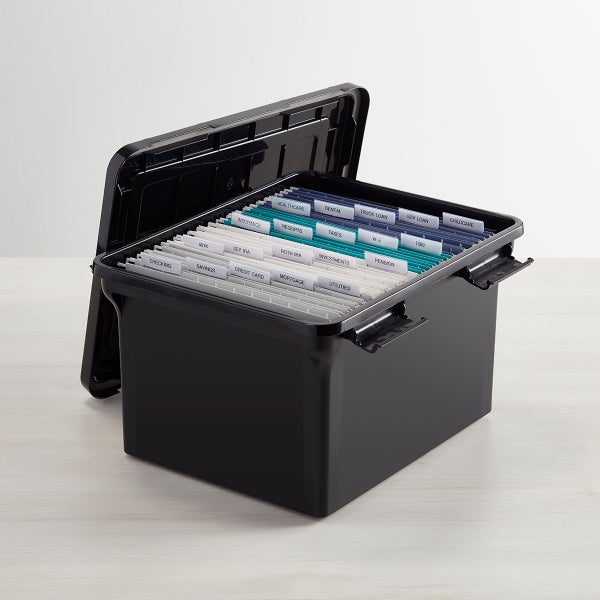 Iris Black Weathertight File Box | The Container Store