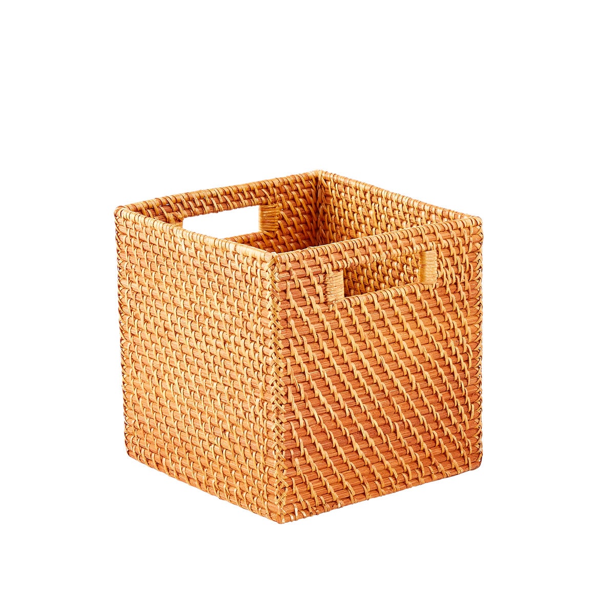 Copper Rattan Storage Cube with Handles | The Container Store