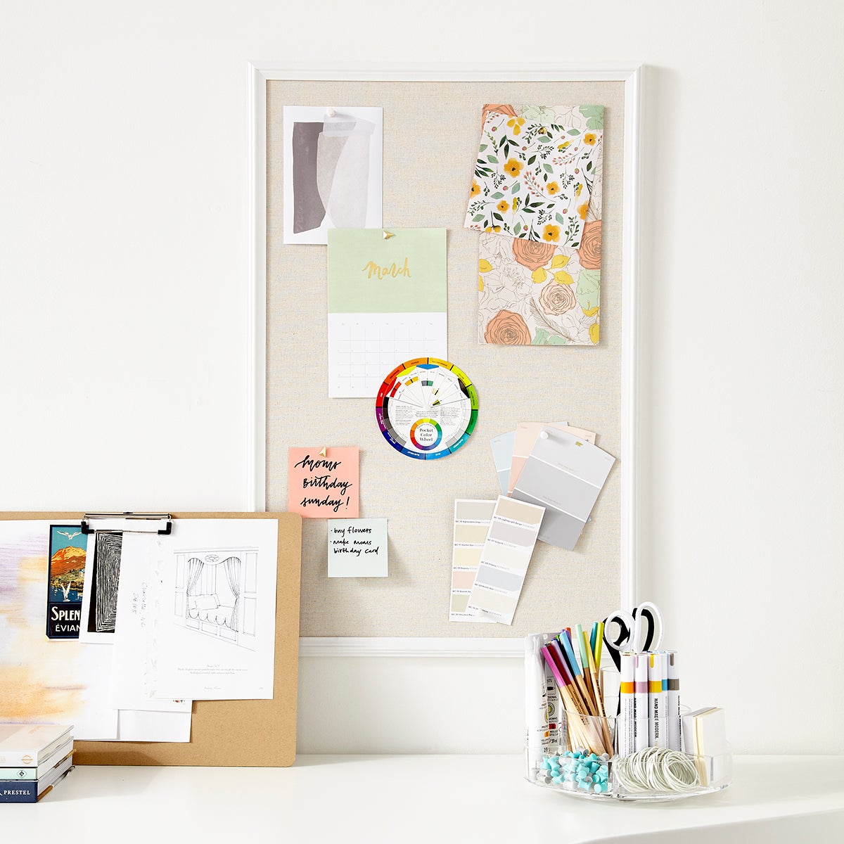 U-Brands White & Natural Large Farmhouse Linen Bulletin Board | The ...