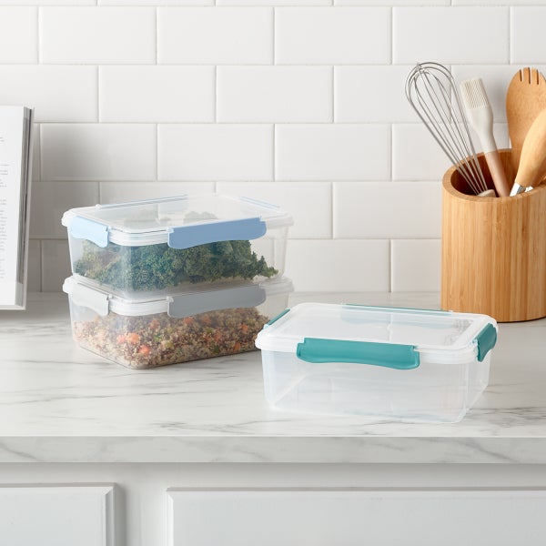 Plastic Food Containers with Grey Clips | The Container Store