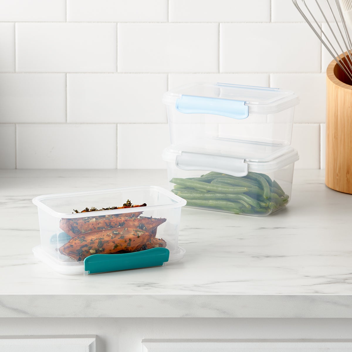 Plastic Food Containers with Grey Clips | The Container Store