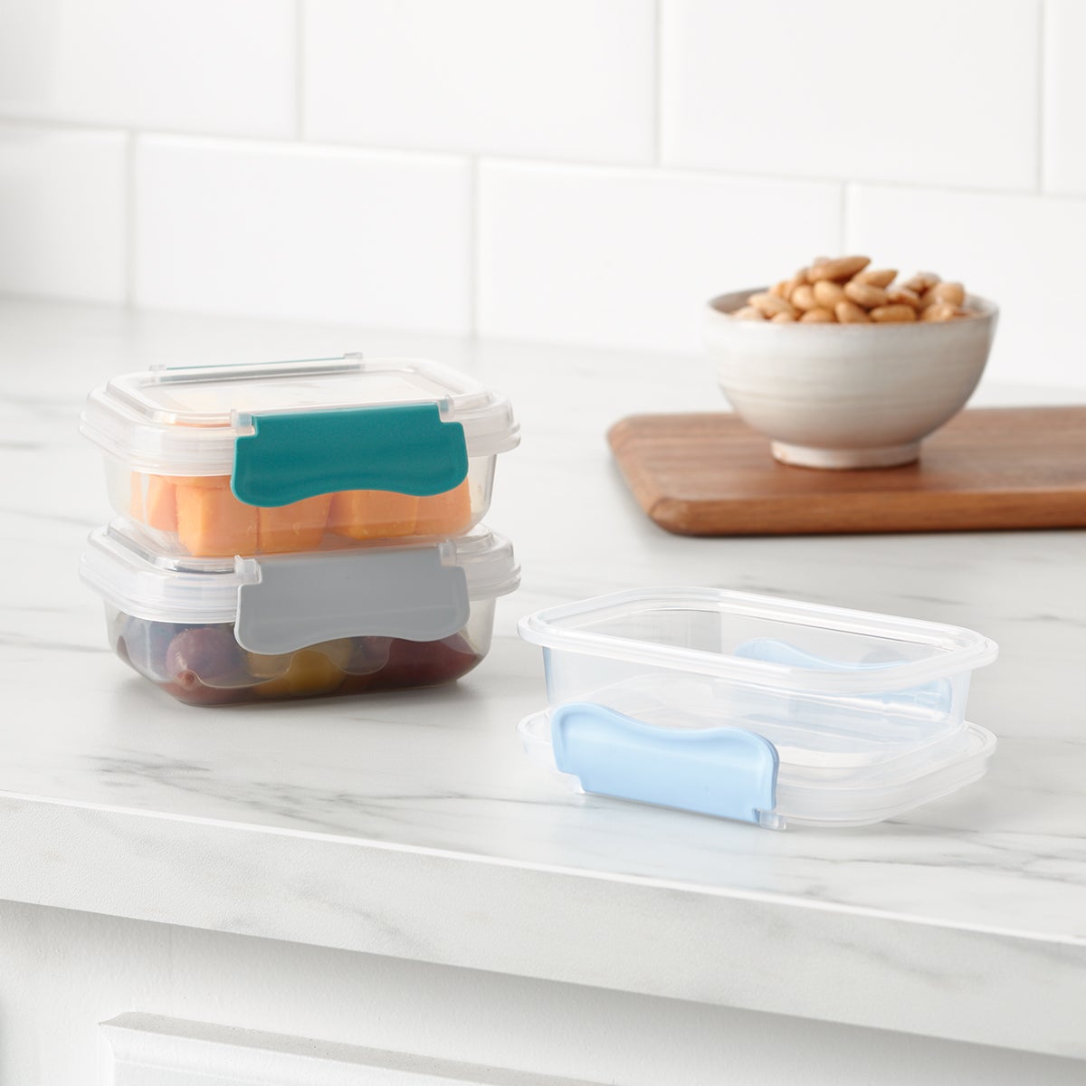 Plastic Food Containers with Grey Clips | The Container Store