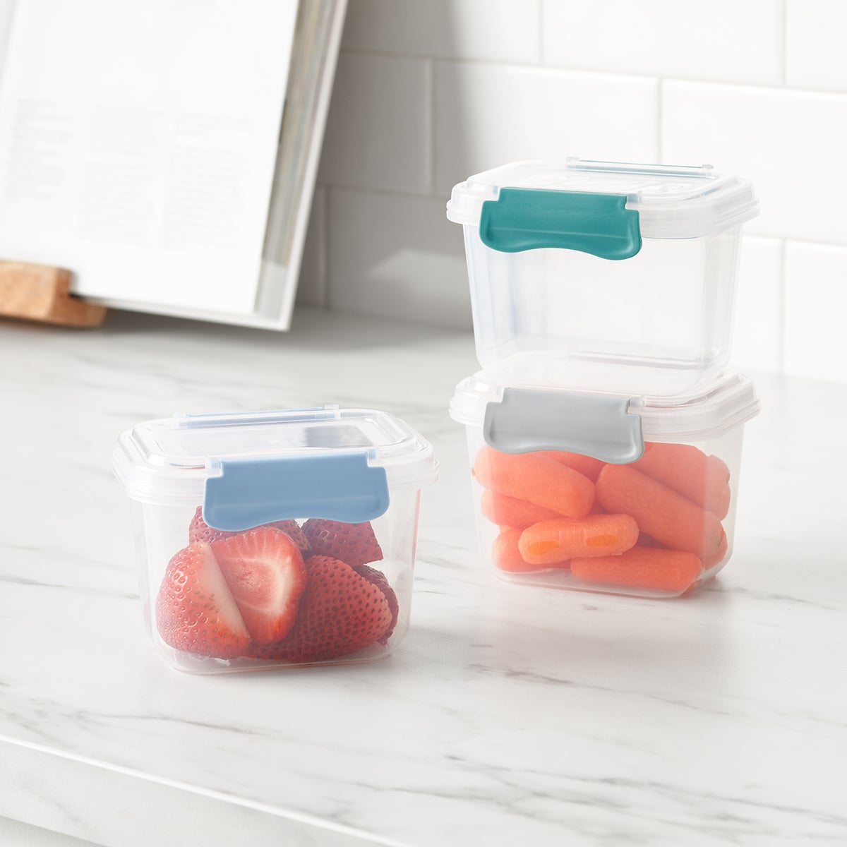Plastic Food Containers with Grey Clips | The Container Store