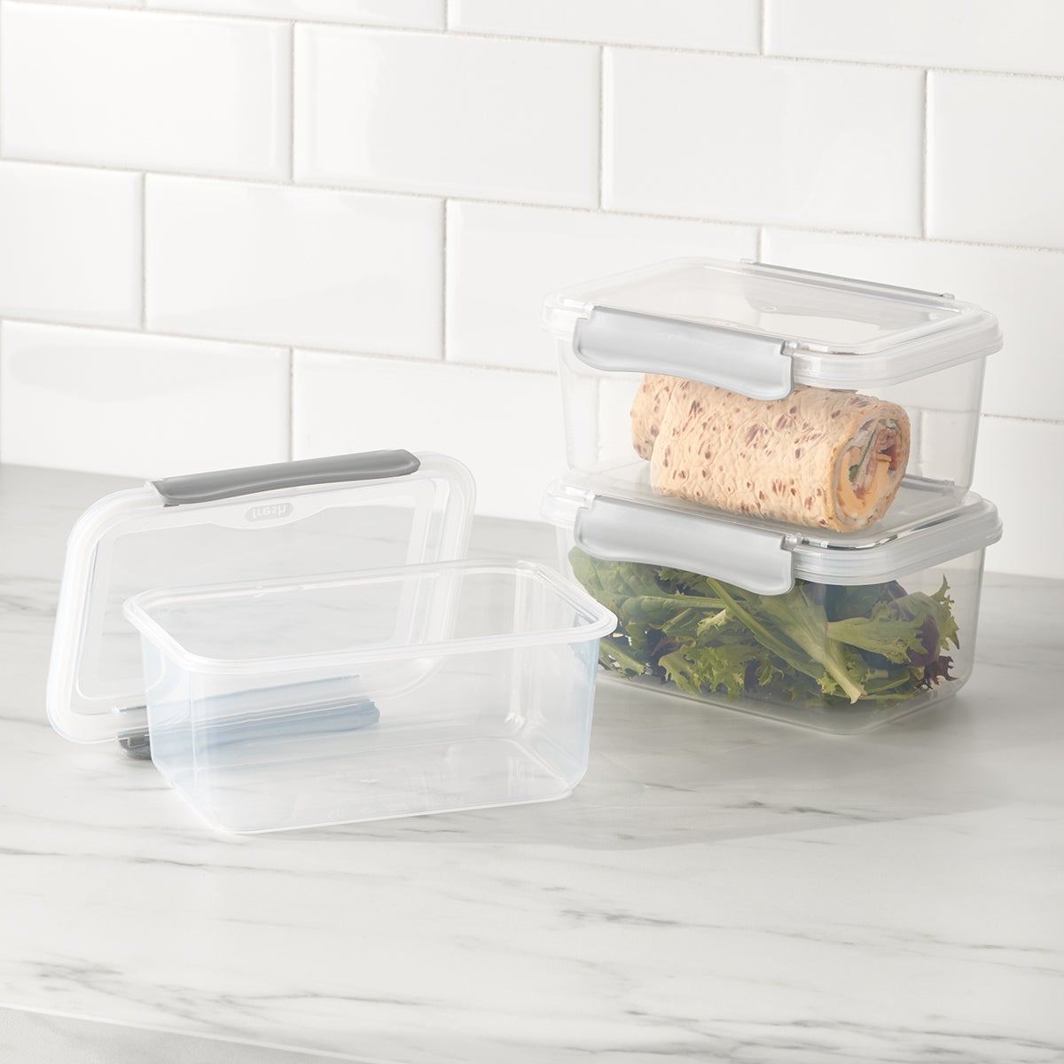 Plastic Food Containers with Grey Clips | The Container Store
