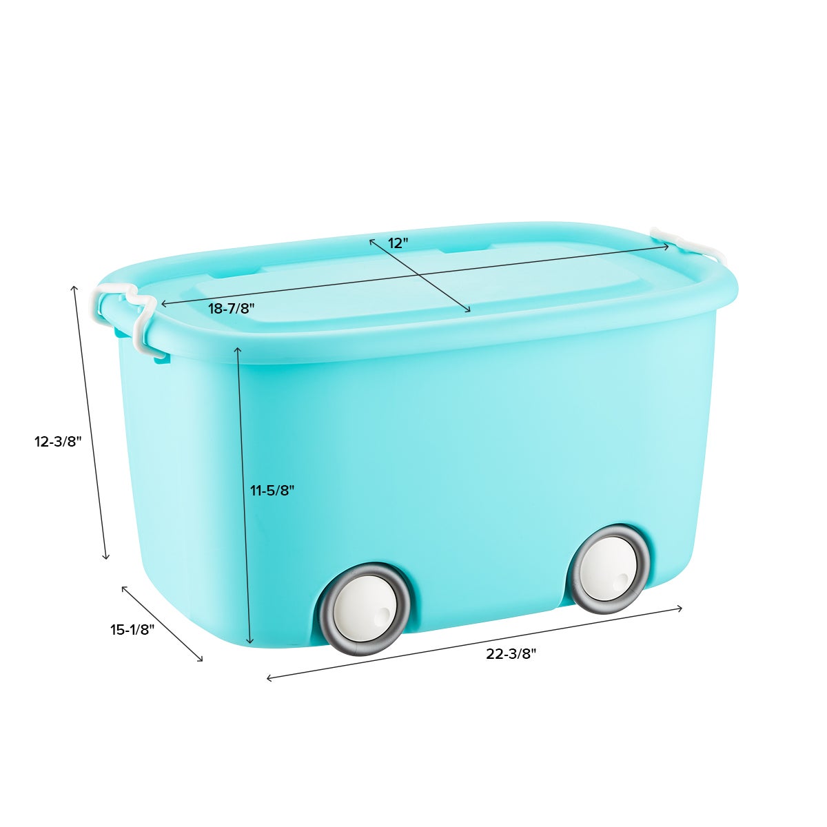 Aqua Rolling Storage Bin with Lid | The Container Store