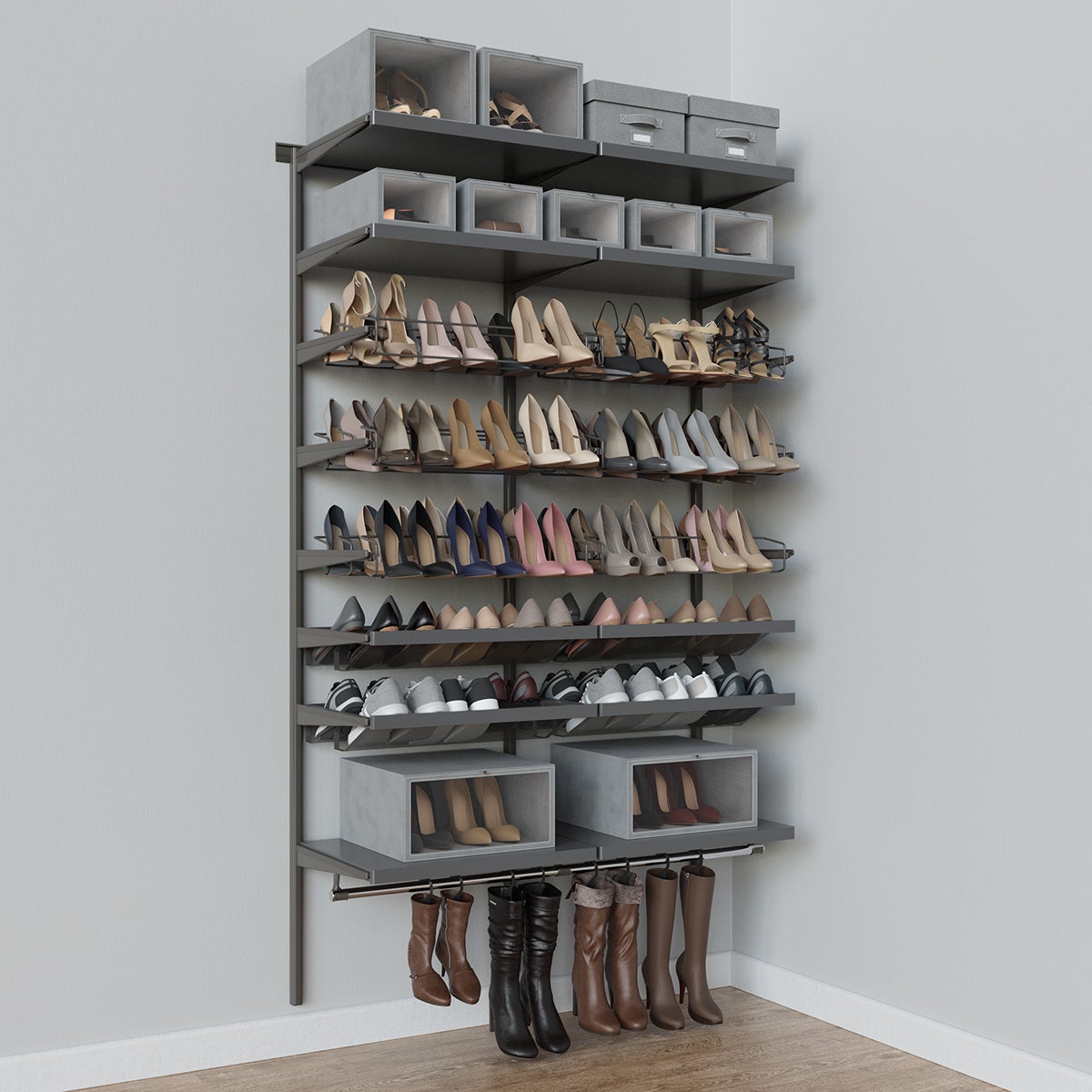 Elfa Decor 4' Shoe Wall | The Container Store