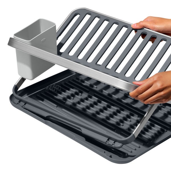 OXO Aluminum Fold Flat Dish Rack | The Container Store