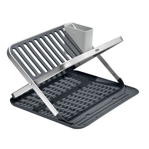 OXO Aluminum Fold Flat Dish Rack | The Container Store