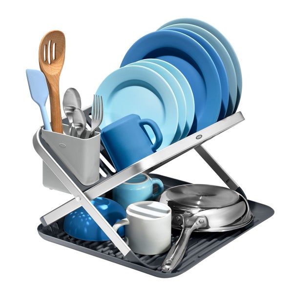 OXO Aluminum Fold Flat Dish Rack | The Container Store