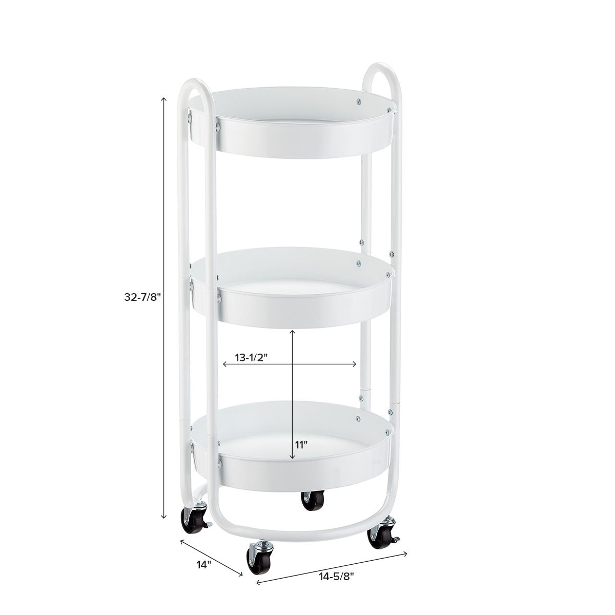 Round White 3-Tier Rolling Cart | The Container Store