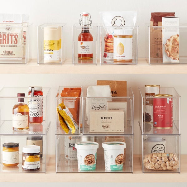 Shelf-Depth Pantry Bin with Divider Case of 6 | The Container Store