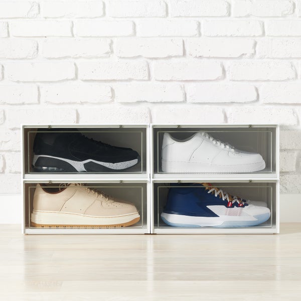 Side Profile Drop-Front Shoe Box Case of 4 | The Container Store