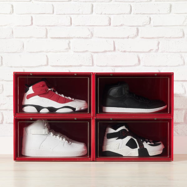 Side Profile Drop-Front Shoe Box Case of 4 | The Container Store