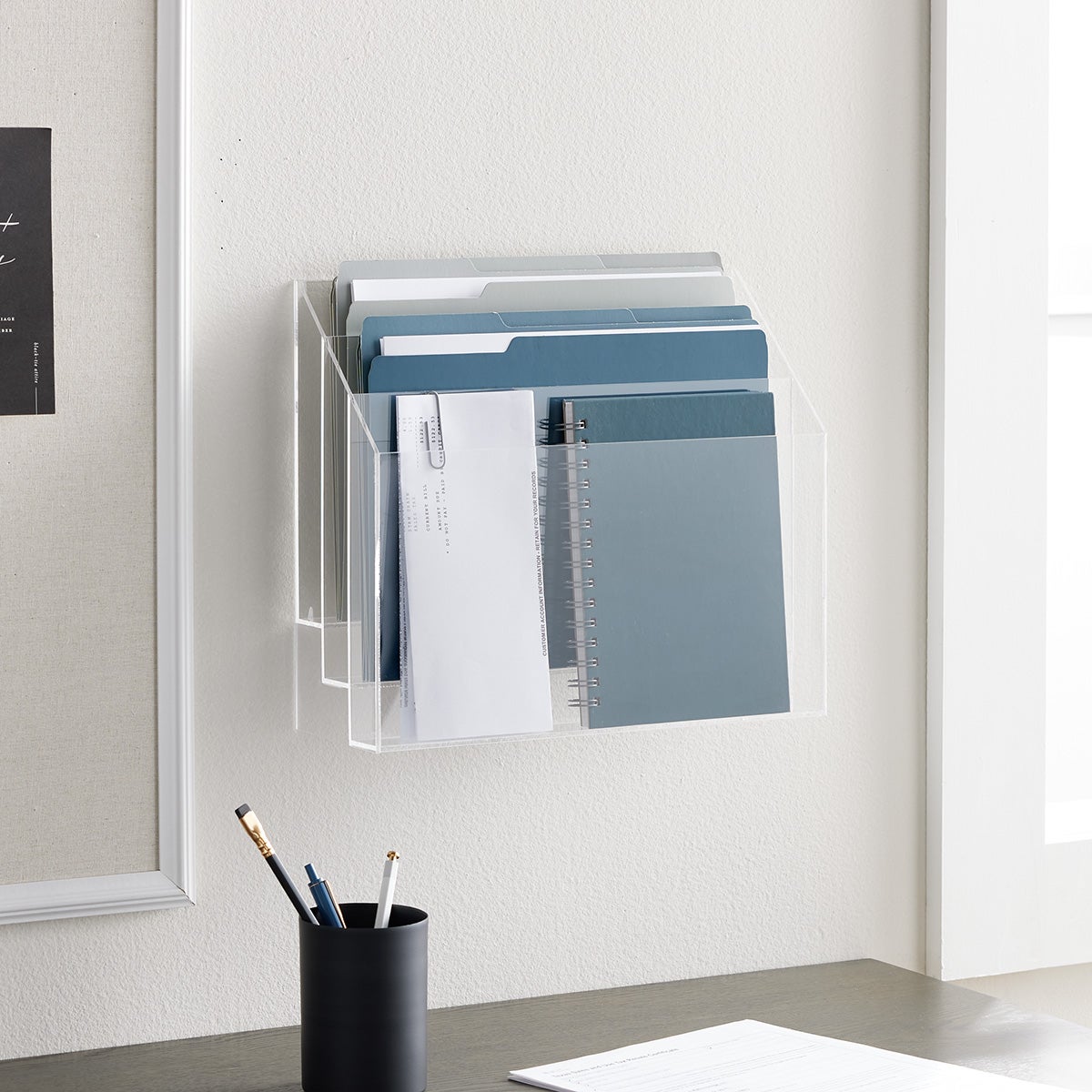 Luxe 3-Section Acrylic Tiered Paper Sorter | The Container Store