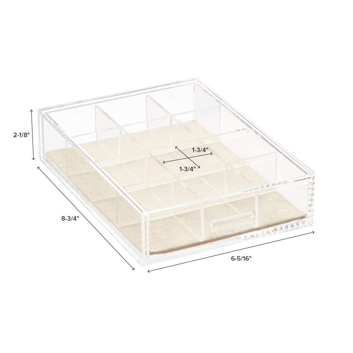 Modular Acrylic Linen Jewelry Drawer System | The Container Store