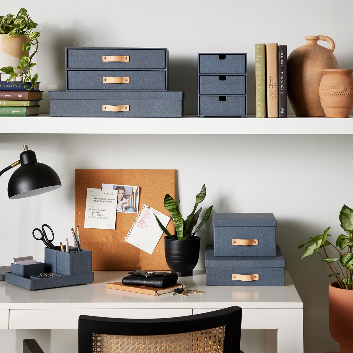 Bigso Boden Navy Office Storage Boxes | The Container Store