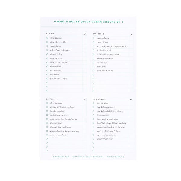 Clean Mama Quick Clean Checklist Notepad | The Container Store