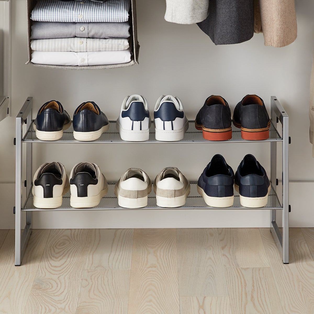 2-Tier Stackable Mesh Shoe Shelf | The Container Store