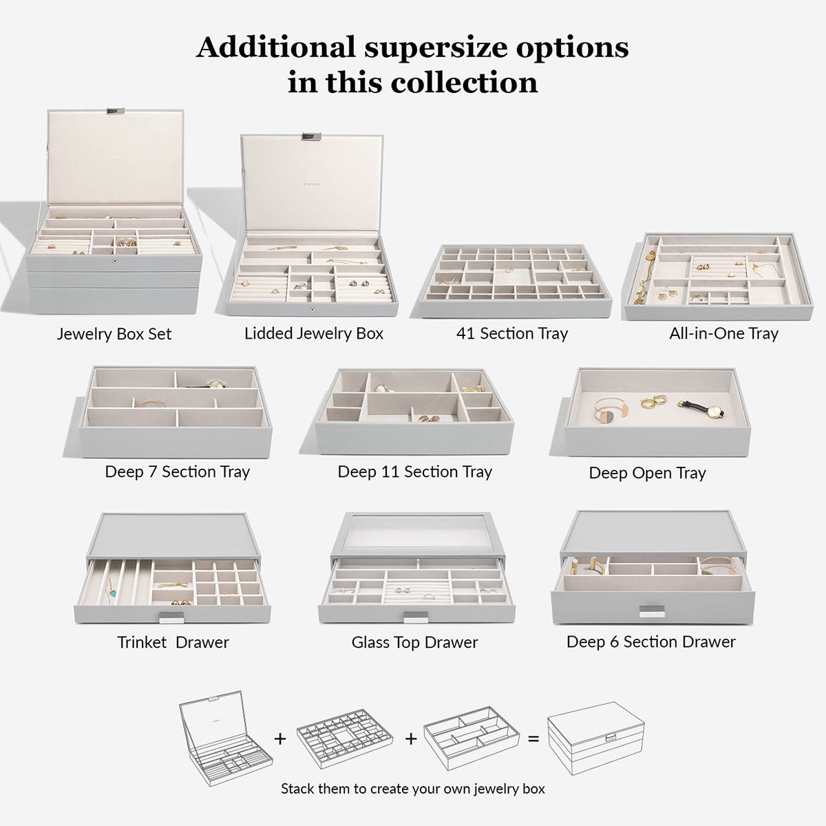 Stackers Supersize Jewelry Box Set of 3 | The Container Store