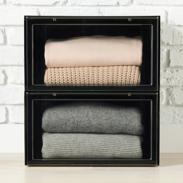 Side Profile Drop-Front Shoe Box Case of 4 | The Container Store