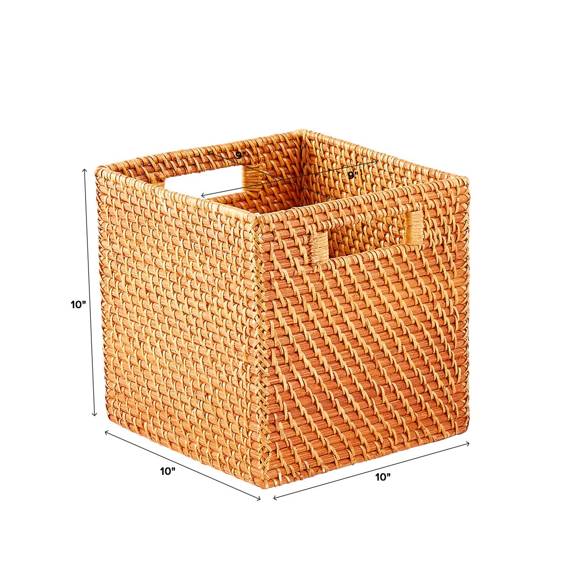 Rattan Storage Cube with Handles | The Container Store