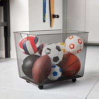 Silver Mesh Rolling Storage Bin with Handles The Container Store