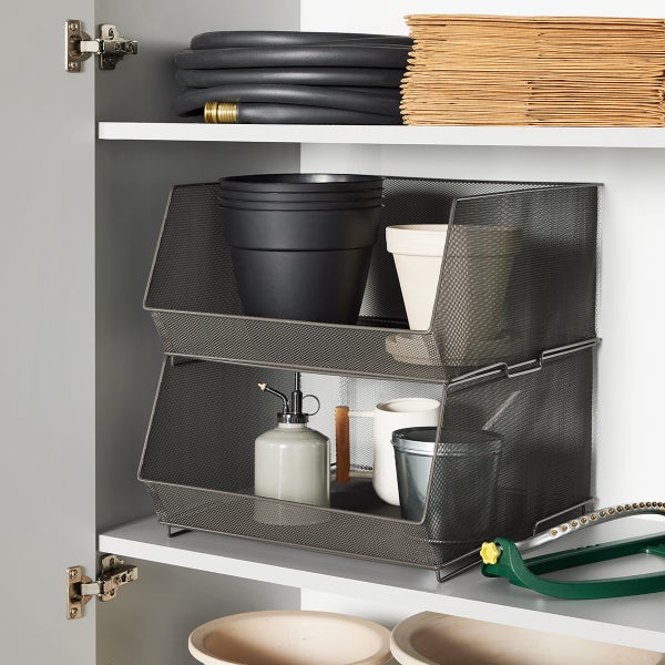 Silver Mesh Stackable Storage Bins | The Container Store