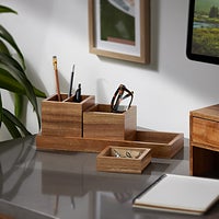 Rowan Acacia Desktop Accessory Organizer | The Container Store