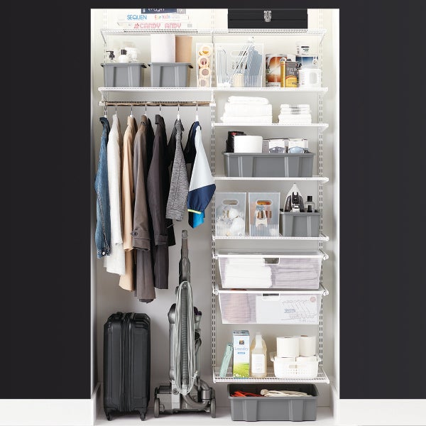Elfa Classic 4' Coat & Storage Closet | The Container Store