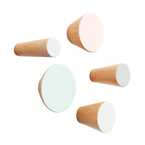 Three by Three Pastel Solid Wood Wall Pegs | The Container Store