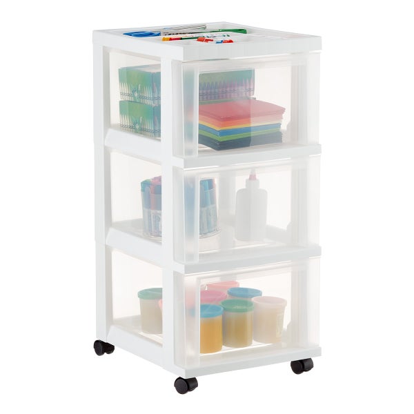 Iris 3 Drawer Storage Cart With Organizer Top The Container Store