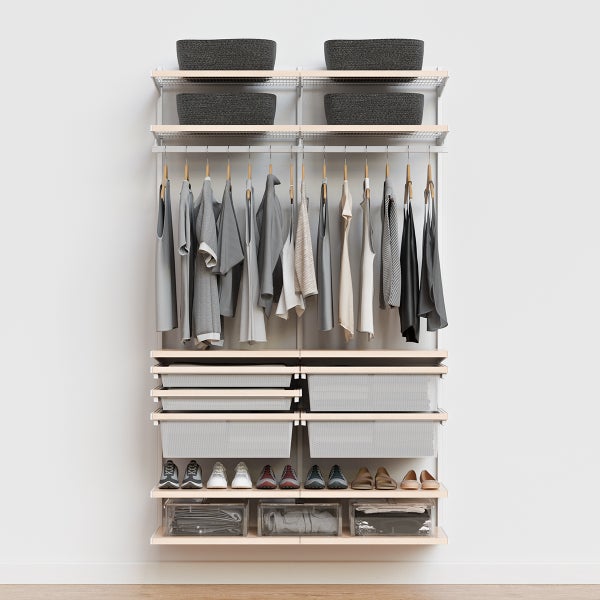 Decor Plus by Elfa 4' Reach-In Closet with Mesh Drawers | The Container ...