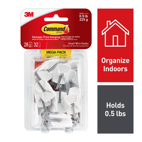 3M Command Small Wire Hooks Pack of 28 | The Container Store