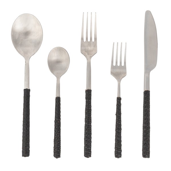 Artifacts Trading Co. Rattan Stainless Cutlery Set | The Container Store