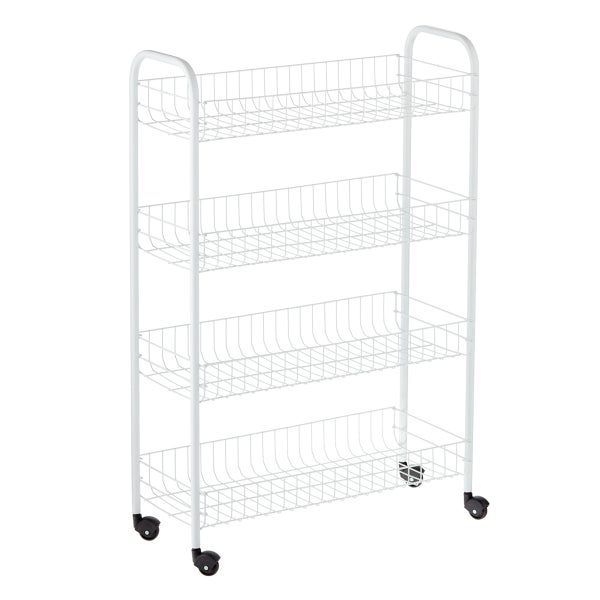4-Tier Slim Rolling Cart | The Container Store