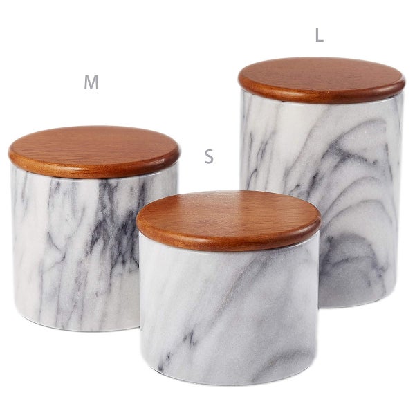 Artifacts Trading Co. Marble Storage Canister with Sealed Wood Top ...