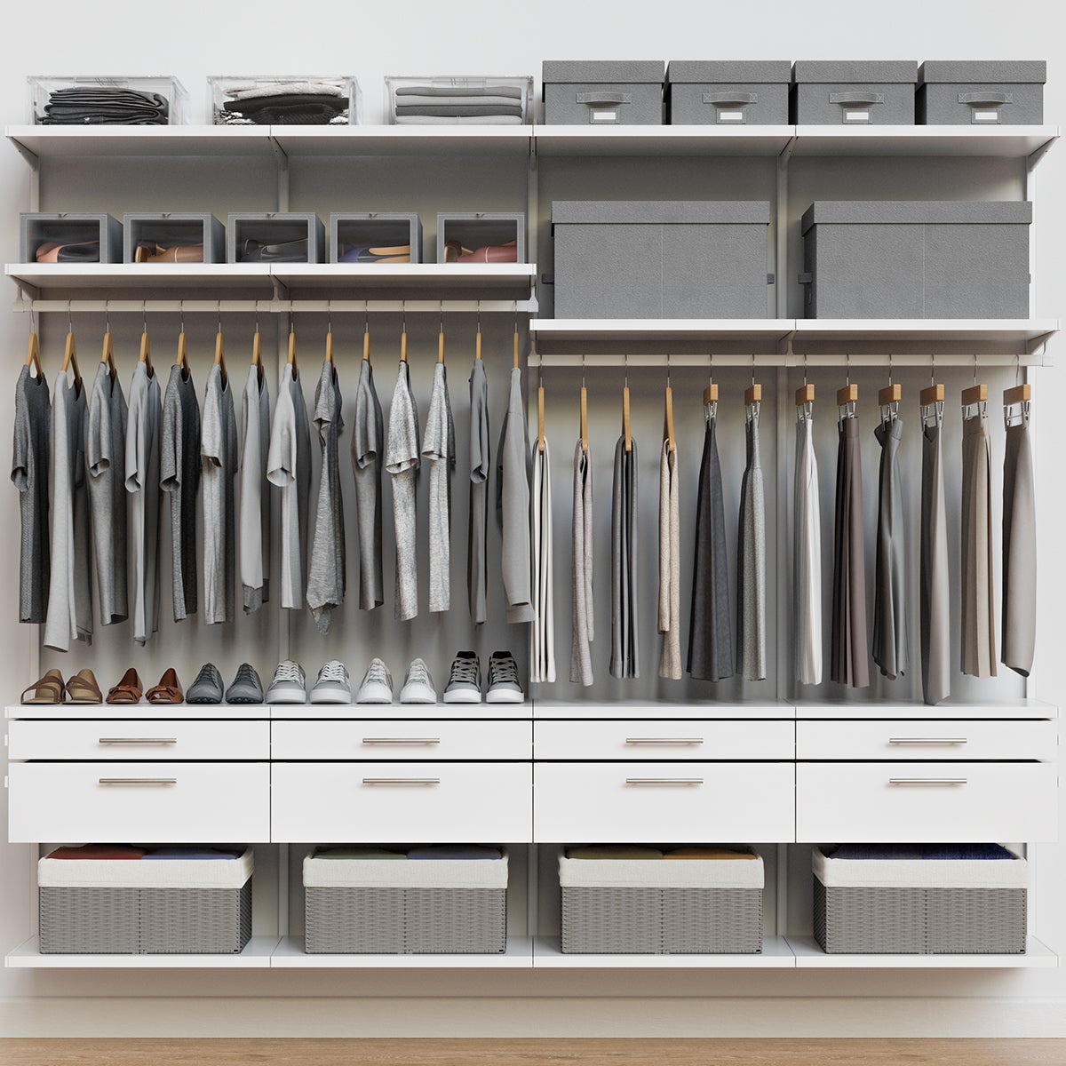 Decor Plus by Elfa 8' Closet with Horizontal Solid Drawers | The ...