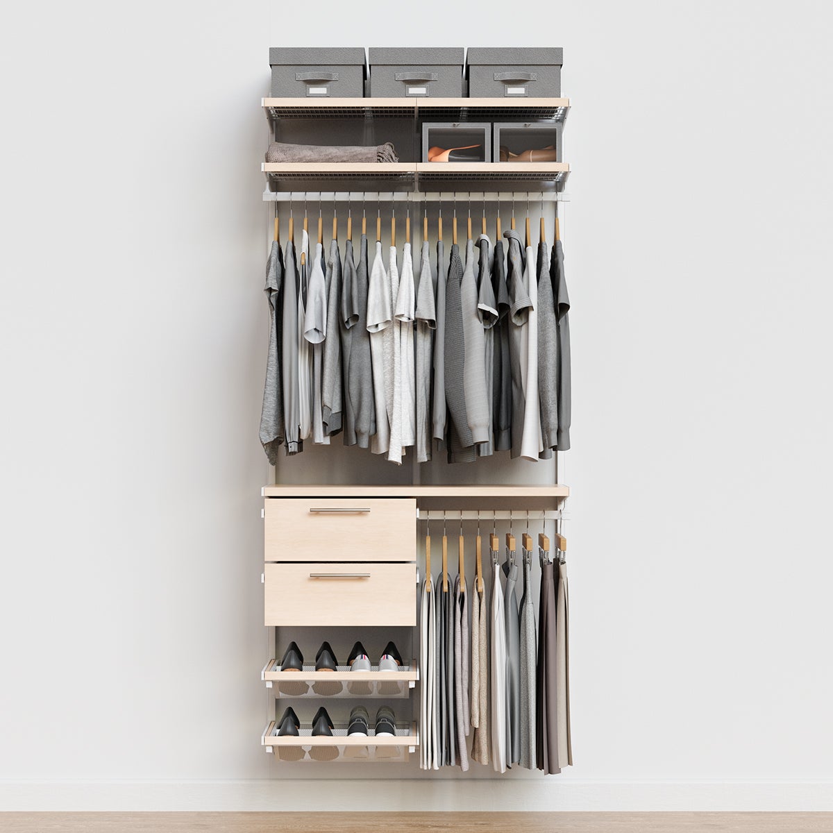 Decor Plus by Elfa 3' Closet with Solid Drawers | The Container Store