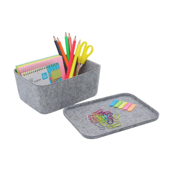 Welaxy Felt Lidded Storage Container | The Container Store