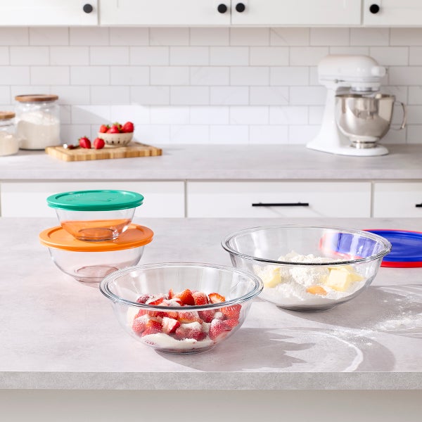 Pyrex Smart Essentials Glass Mixing Bowl Set of 8 | The Container Store