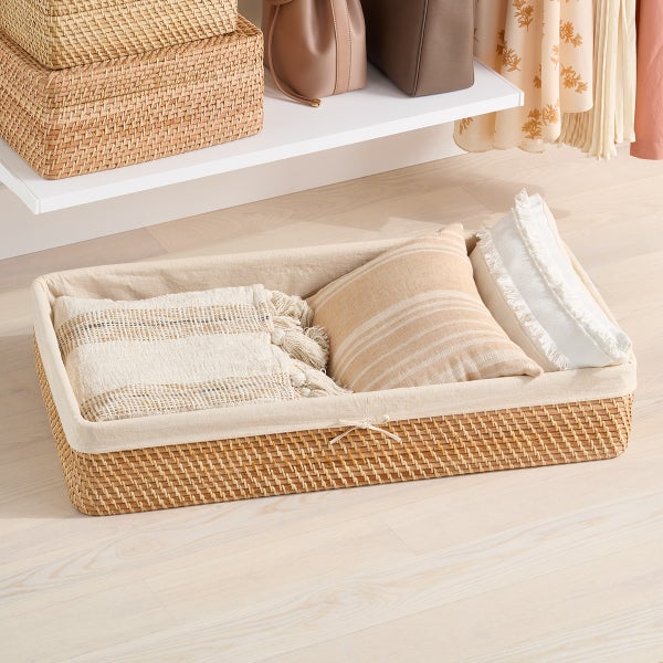 The Container Store Ori Rattan Underbed Bin | The Container Store