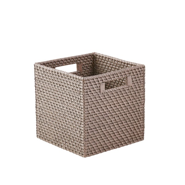 Copper Rattan Storage Cube with Handles | The Container Store